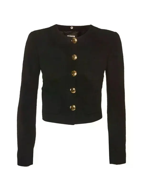 Miu Miu Bouclé Cropped Jacket - Black