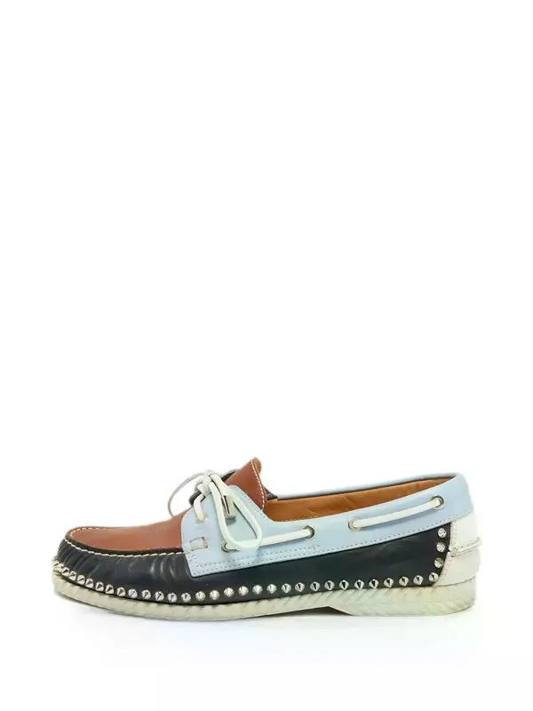 CHRISTIAN LOUBOUTIN Leather Lace-up Boat Shoes - Blue
