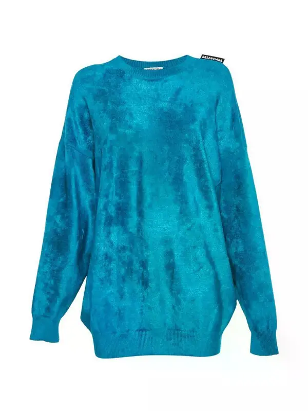 Balenciaga Velvet Jersey Sweater - Blue