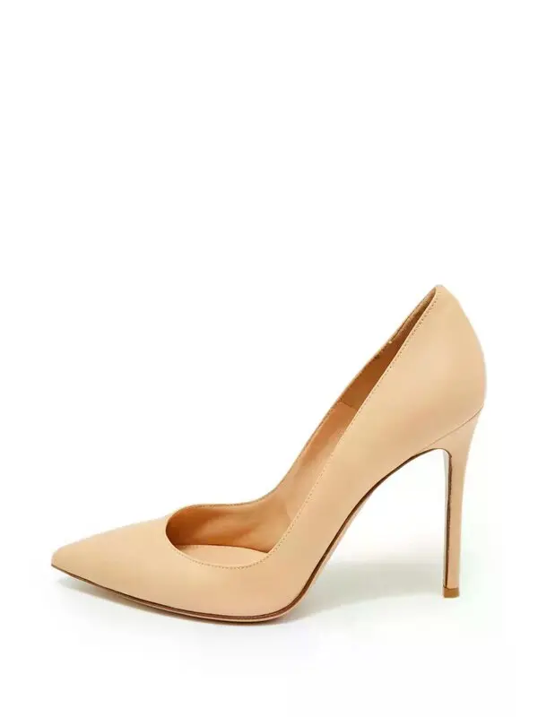 GIANVITO ROSSI Beige Leather Pointed-toe Stiletto Pumps - Neutrals