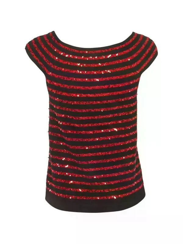 Sonia Rykiel Paris Sequin Embellished Striped Cashmere Top