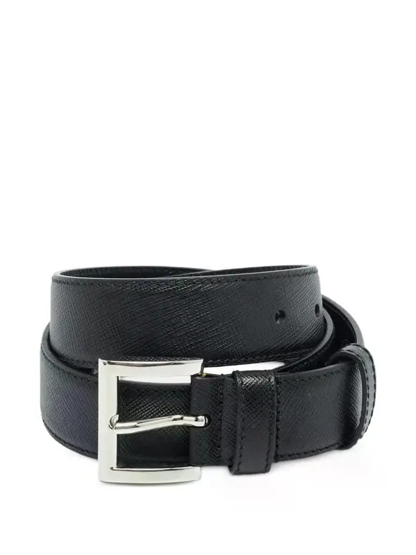 Prada Saffiano Leather Buckle Belt - Black