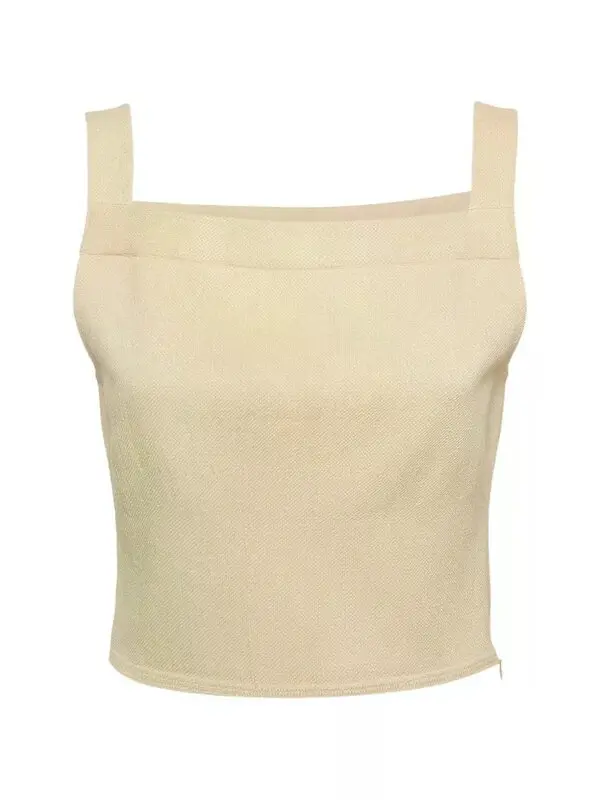 Alaïa Beige Canvas Sleeveless Crop Top