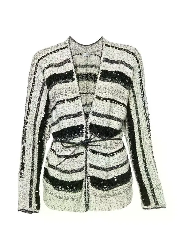 Brunello Cucinelli Striped Cardigan - Black