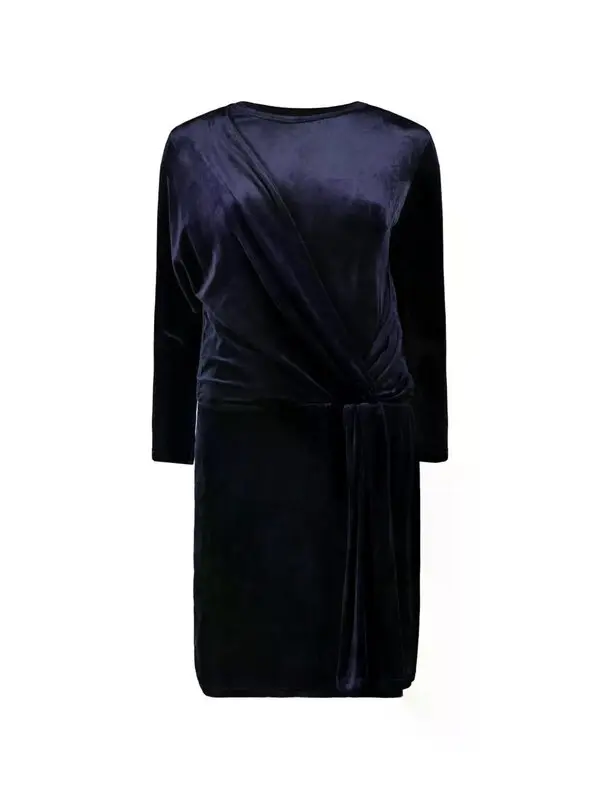 Alberta Ferretti Draped Long-sleeve Mini Dress - Blue