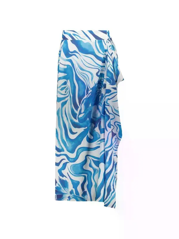 Alberta Ferretti Asymmetric Graphic-print Skirt - Blue