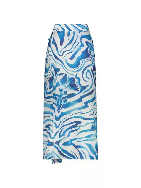 Alberta Ferretti Asymmetric Graphic-print Skirt