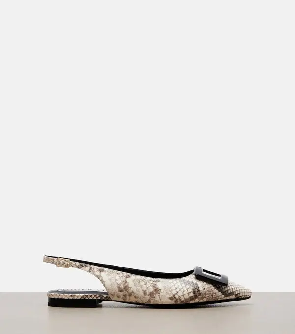 ROGER VIVIER Gommettine Leather Slingback Flats - Black