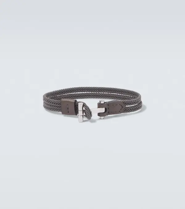 TOM FORD Braided Leather-trimmed Bracelet - Grey