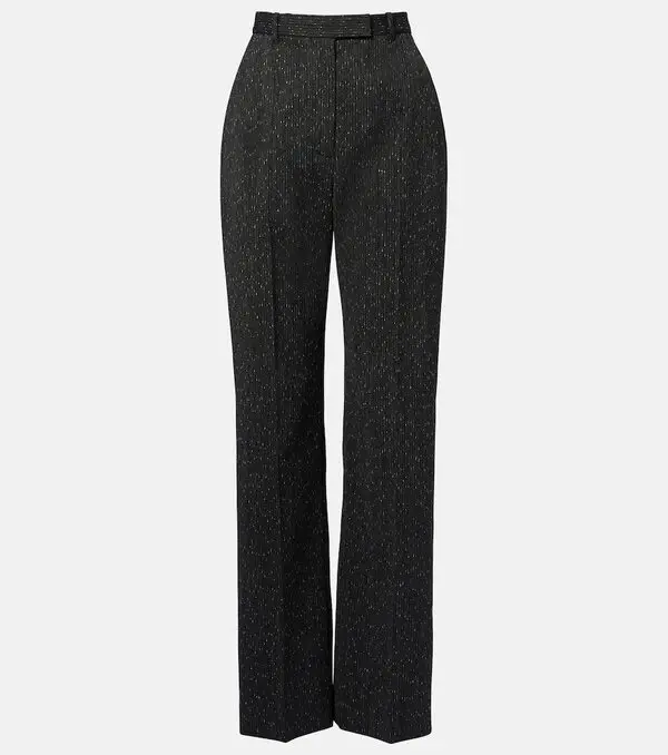 Alexander McQueen Chalk Stripe Straight Leg Wool Pants