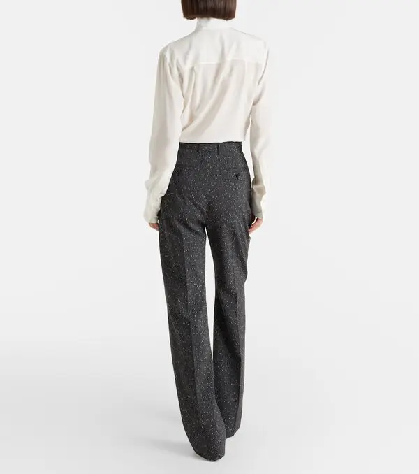 Alexander McQueen Chalk Stripe Straight Leg Wool Pants