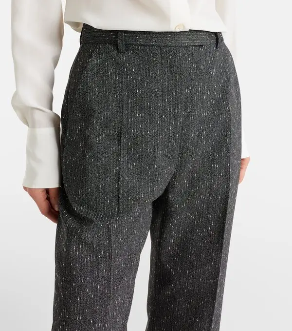 Alexander McQueen Chalk Stripe Straight Leg Wool Pants