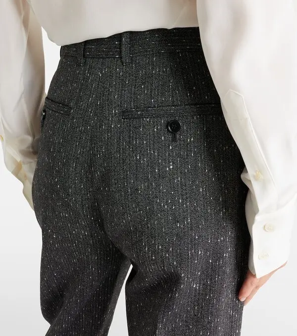 Alexander McQueen Chalk Stripe Straight Leg Wool Pants