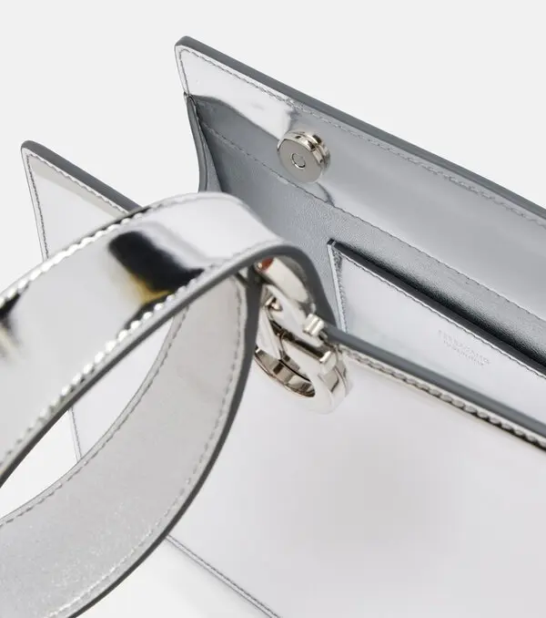 FERRAGAMO Gancini Metallic Leather Clutch