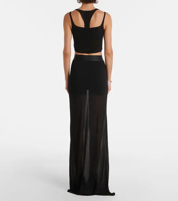 Gucci Semi-sheer Crepe Maxi Skirt