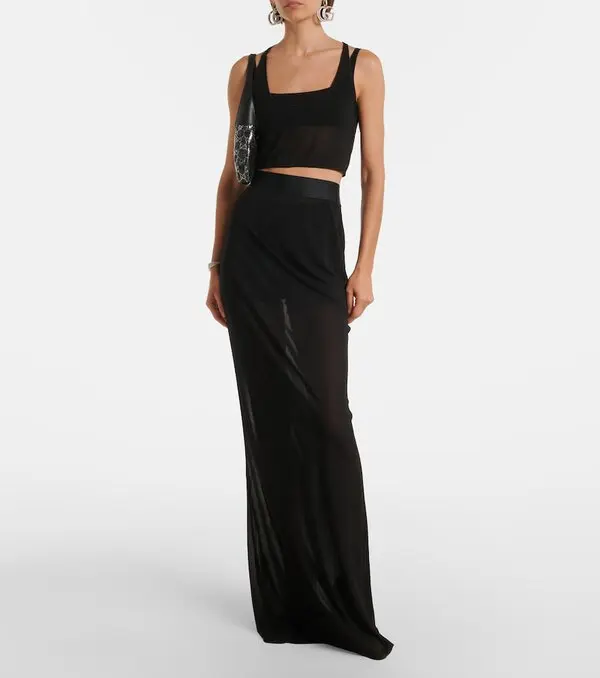 Gucci Semi-sheer Crepe Maxi Skirt
