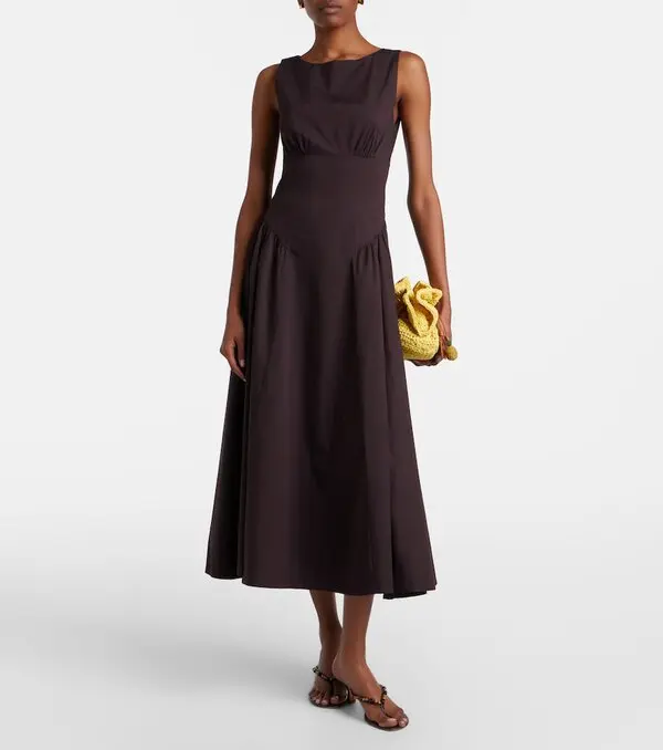 Staud Gwen Cotton Poplin Midi Dress