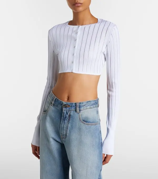 Alaïa Cropped Knitted Cardigan