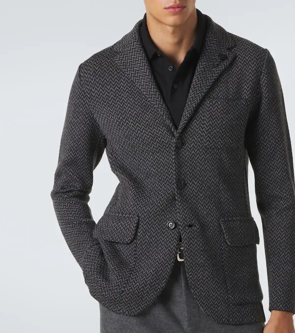 LARDINI Virgin Chevron Wool Blazer