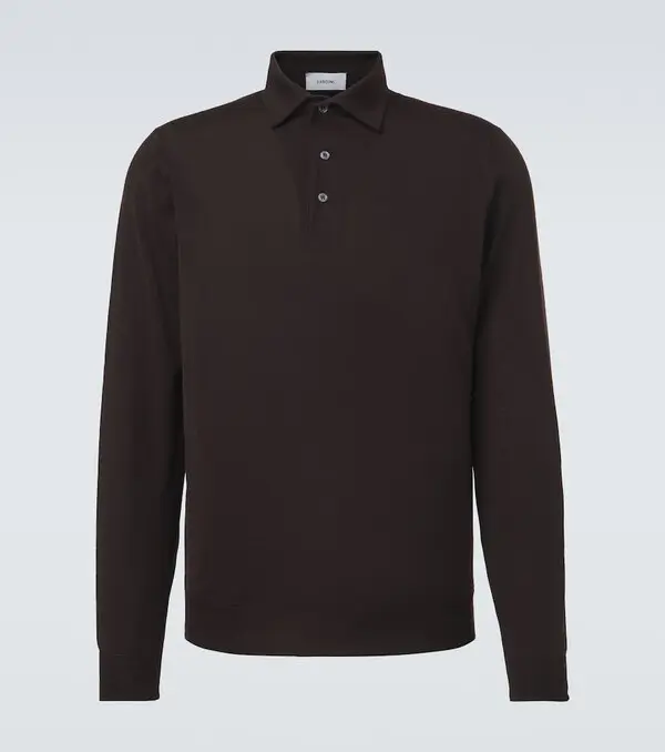 LARDINI Virgin Wool Polo Sweater - Brown