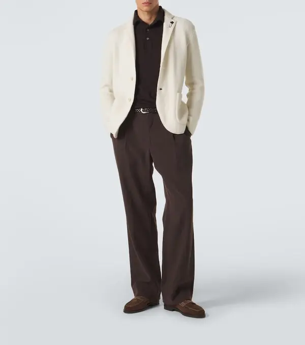 LARDINI Virgin Wool Polo Sweater - Brown