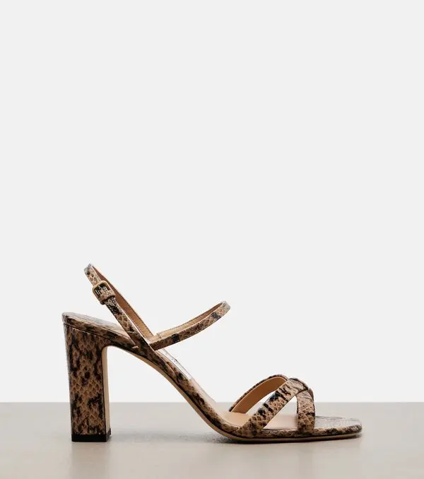 JIMMY CHOO Elsy Snake-effect Leather Slingback Sandals
