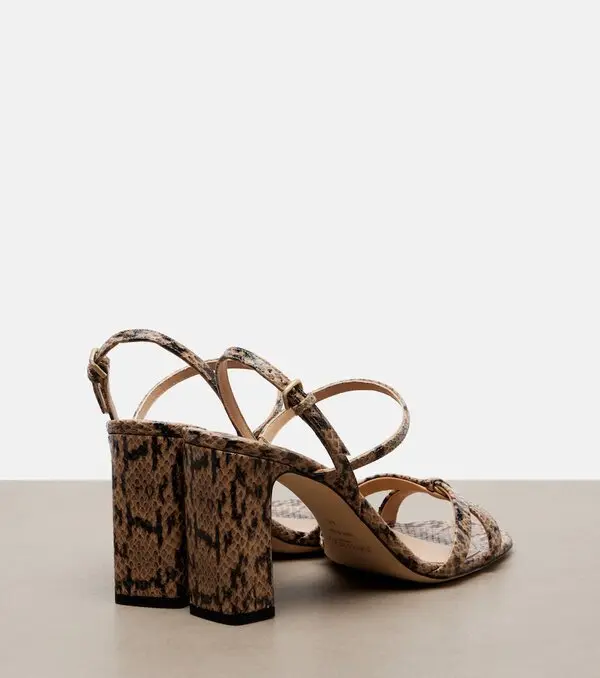 JIMMY CHOO Elsy Snake-effect Leather Slingback Sandals