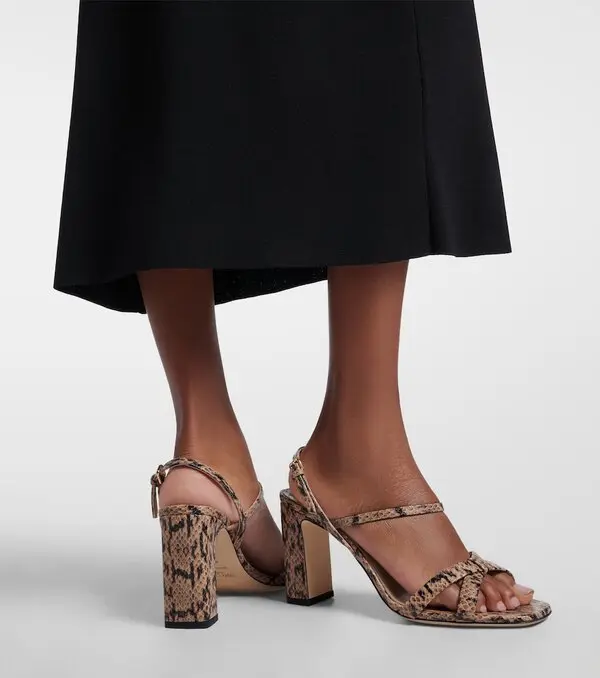 JIMMY CHOO Elsy Snake-effect Leather Slingback Sandals