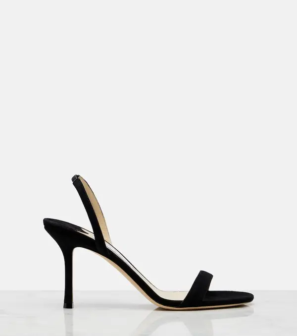 JIMMY CHOO Suede Slingback Sandals - Black
