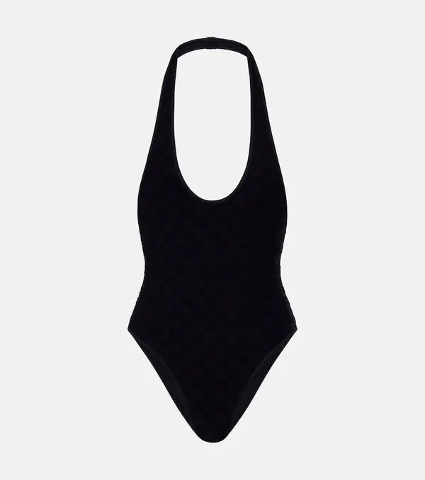 Gucci Gg Terry-trimmed One Piece Swimsuit - Black