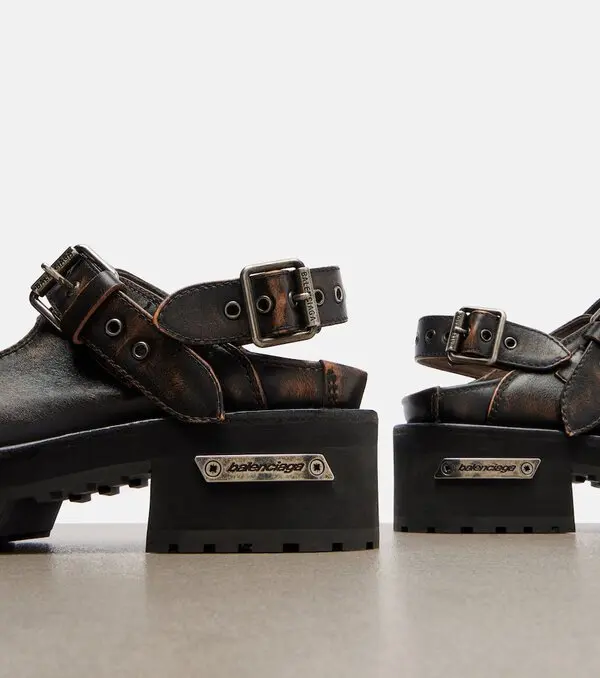 Balenciaga Venom Leather Mary Jane Flats