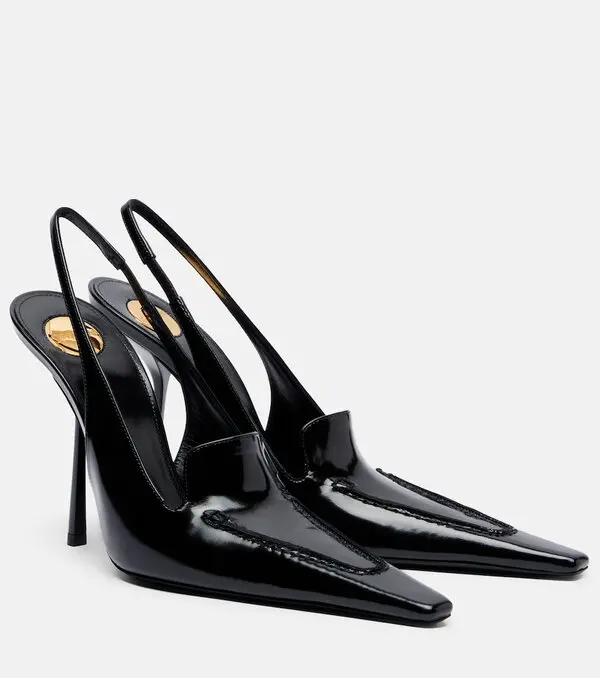 Saint Laurent Voltaire Glazed Leather Slingback Pumps