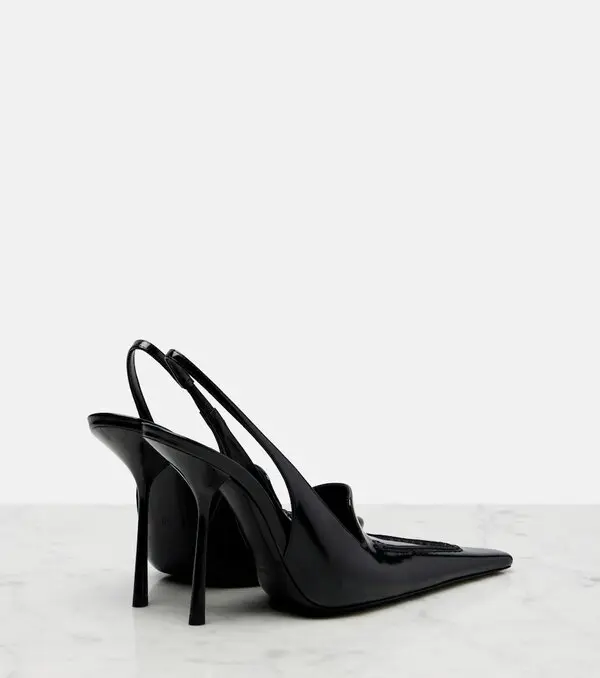 Saint Laurent Voltaire Glazed Leather Slingback Pumps