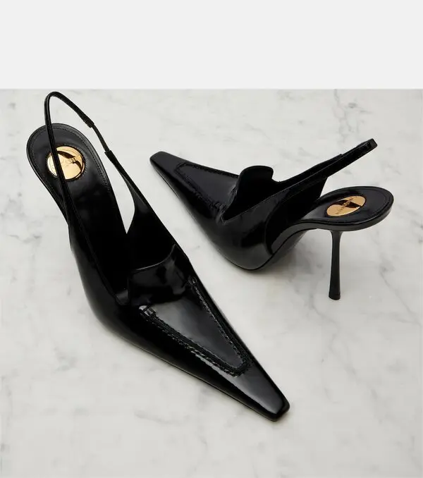 Saint Laurent Voltaire Glazed Leather Slingback Pumps