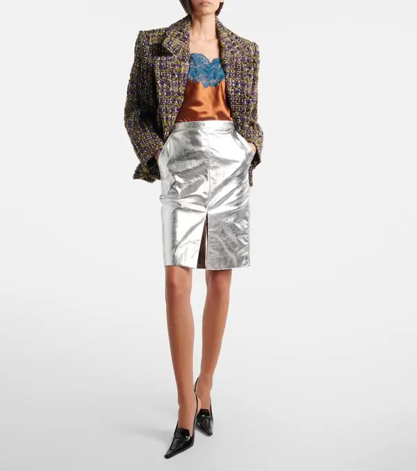 Saint Laurent Voltaire Glazed Leather Slingback Pumps