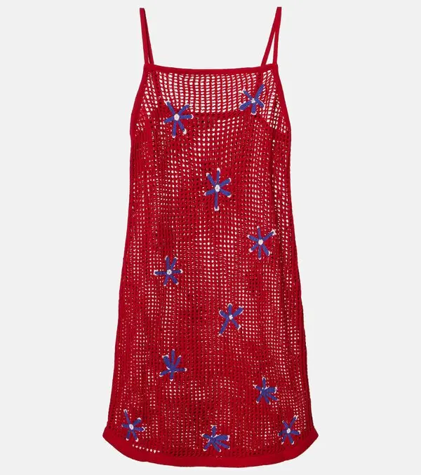 Staud Rio Crochet Cotton Beach Dress - Red