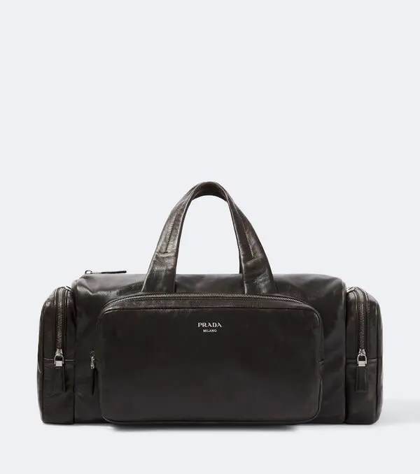 Prada Distressed Leather Duffel Bag - Brown