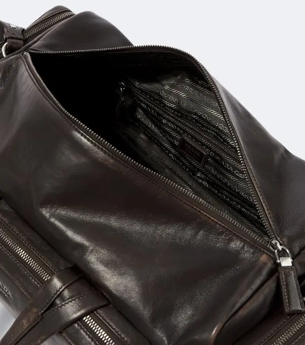 Prada Distressed Leather Duffel Bag