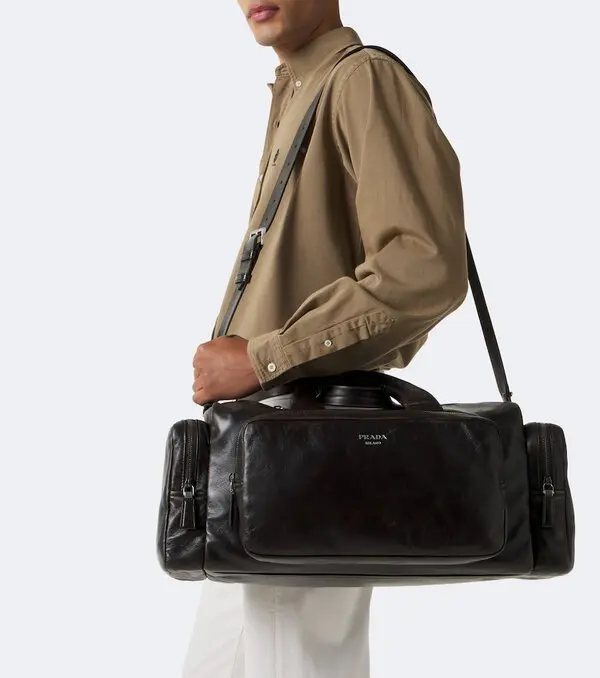 Prada Distressed Leather Duffel Bag