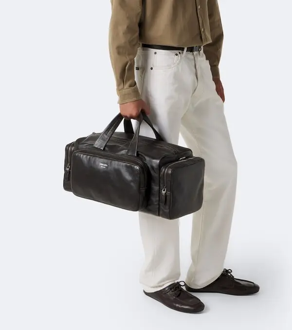 Prada Distressed Leather Duffel Bag