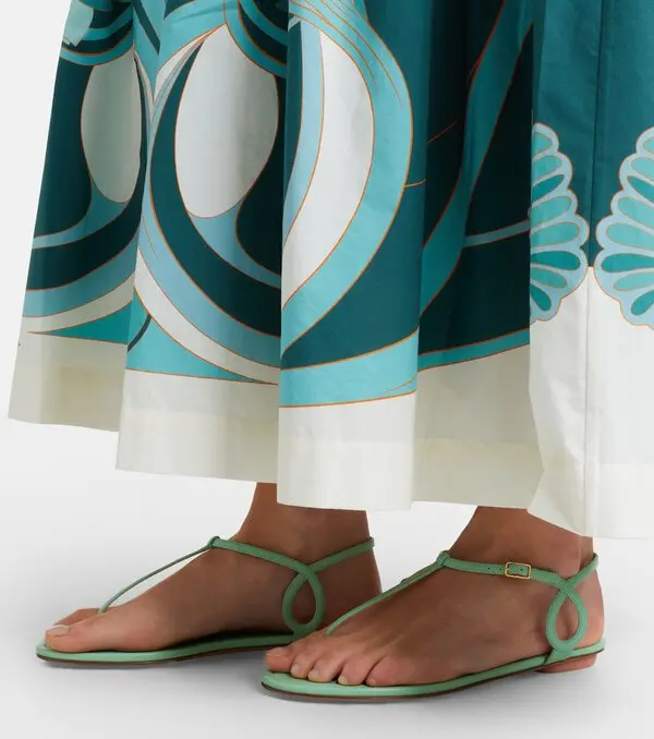 AQUAZZURA Leather Thong Sandals - Green