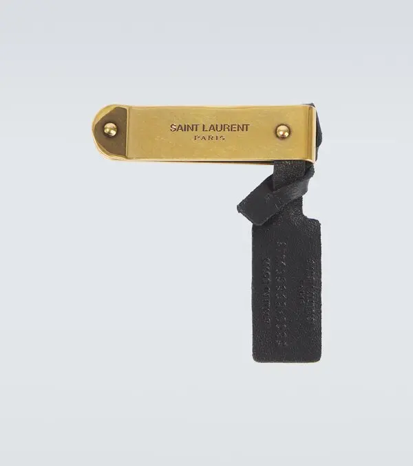 Saint Laurent Leather-trimmed Bill Clip - Black