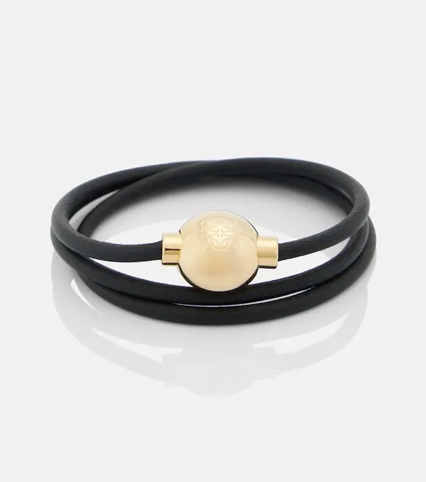Loewe Leather Bracelet With Gold-tone Detail - Black