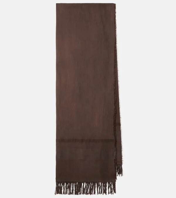 THE ROW Merisi Cotton And Linen Scarf - Brown