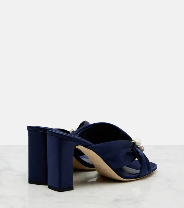 JIMMY CHOO Rafi Embellished Satin Mules - Blue