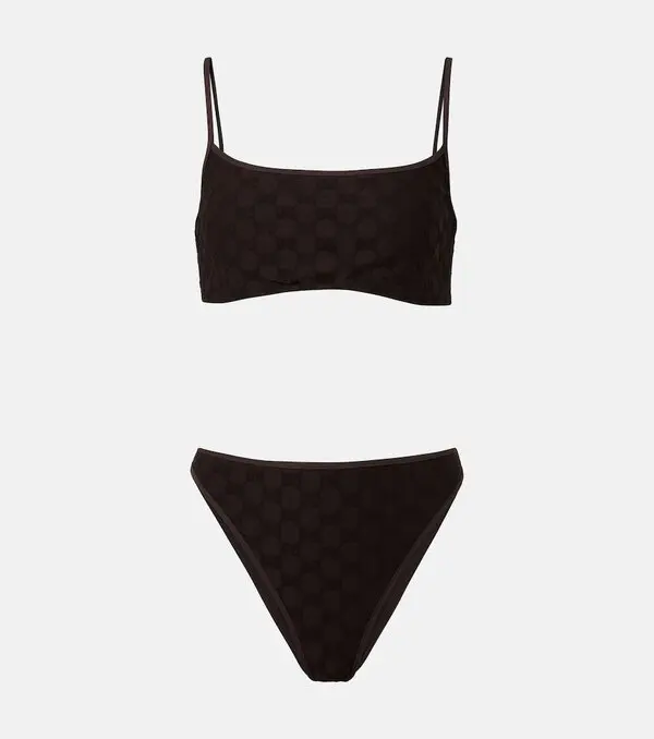 Gucci Gg Terry-trimmed Bikini - Brown