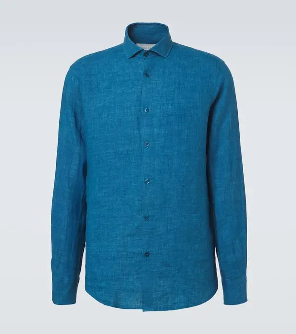 Frescobol Carioca Antonio Linen Shirt - Blue