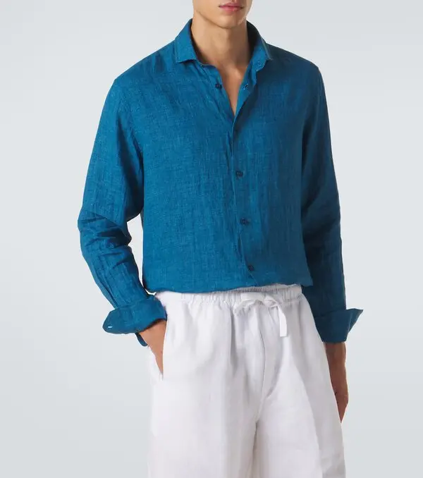 Frescobol Carioca Antonio Linen Shirt - Blue