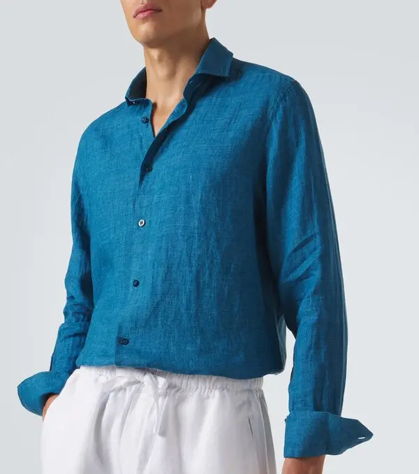 Frescobol Carioca Antonio Linen Shirt - Blue