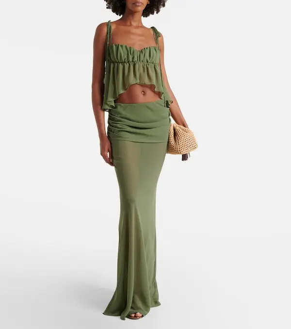 BANANHOT Adelina Asymmetric Ruched Top - Green